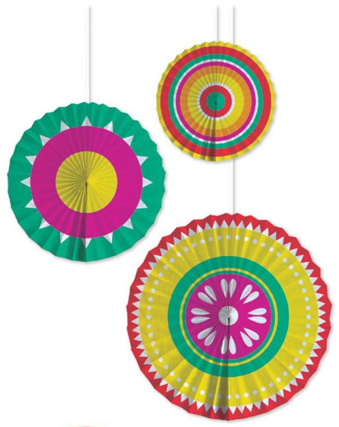 Fiesta Party Fans - 3 pack | Online Party Supplies | Partyshop.co.nz