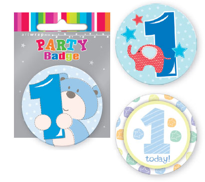 Badge Small 1st Birthday Boy Assorted | Partyshop.co.nz