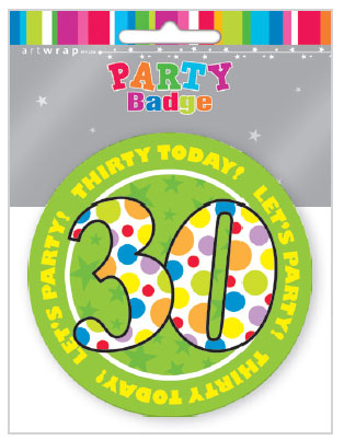Badge Large 30th Birthday Assorted | Partywarehouse.co.nz