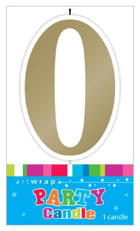 Candle Number 0 Gold | Party Supplies Online | Partyshop.co.nz