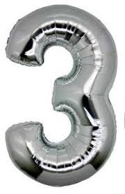 Foil Balloon Number Silver "3" | Party Supplies Online | Partyshop.co.nz