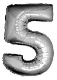 Foil Balloon Number Silver "5" | Party Supplies Online | Partyshop.co.nz