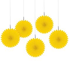 Yellow Fans - 5 pack | Online Party Supplies | Partyshop.co.nz